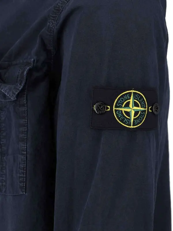 Stone Island Logo Patch Pocket Detail Shirt - Blue