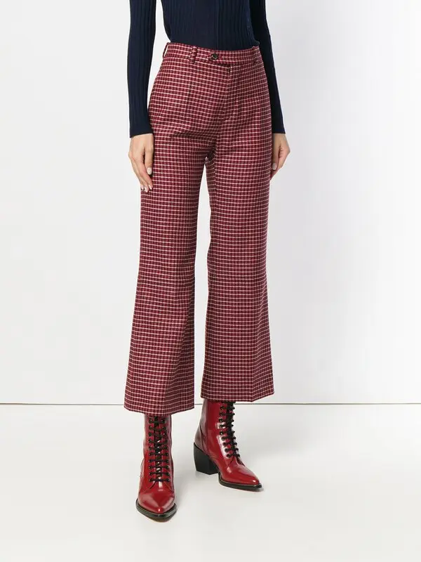 Chloé Checked Cropped Flare Pants