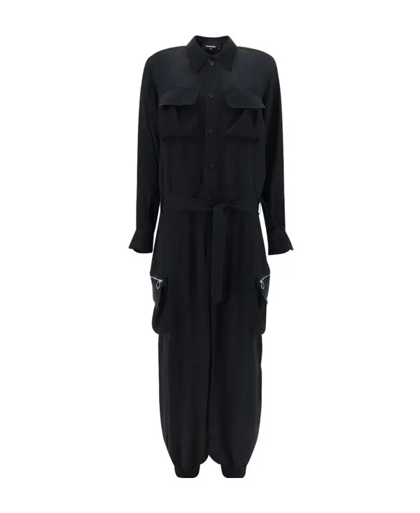 Dsquared2 Long-sleeved Cargo Jumpsuit - Black
