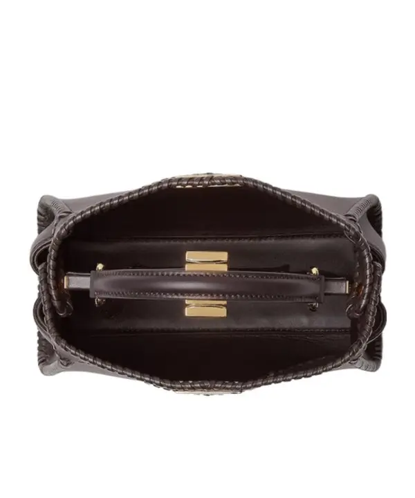 Fendi Small Peekaboo Braided Tote Bag - Brown