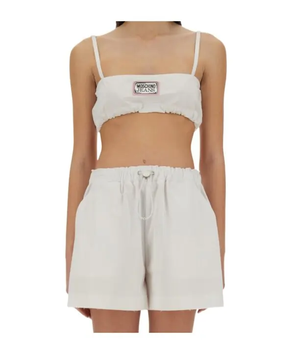 Moschino Spaghetti Strap Crop Top - White