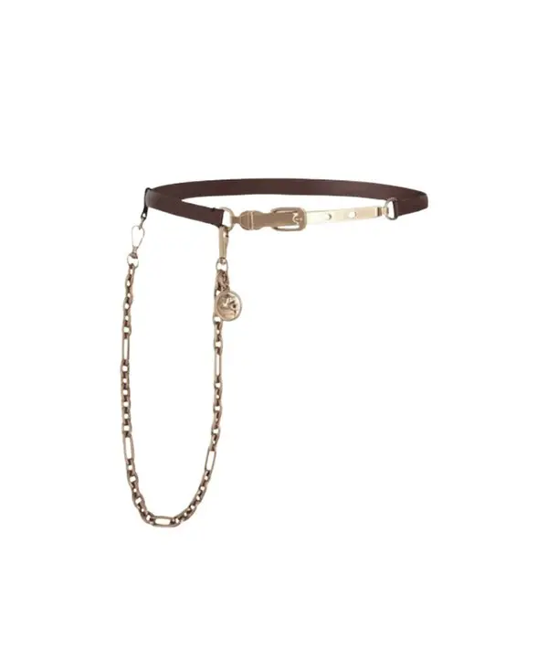 Etro Leather Belt With Chain And Medallion - Brown