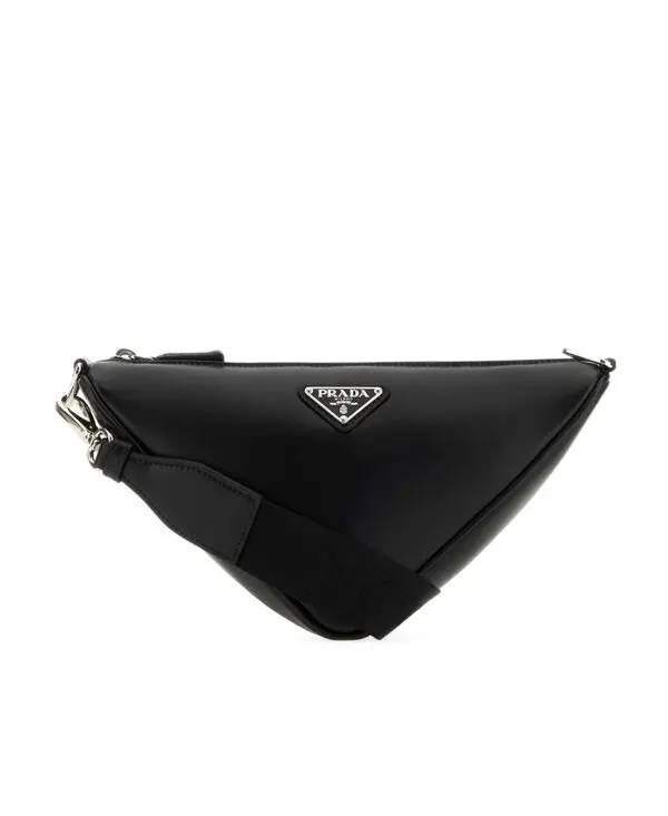 Prada Triangle Logo Messenger Bag - Black
