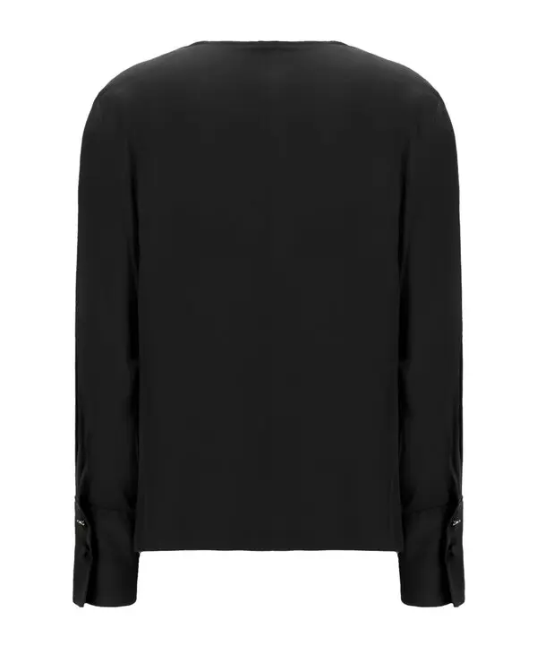 Hugo Boss V-neck Blouse With Pleated Front - Black