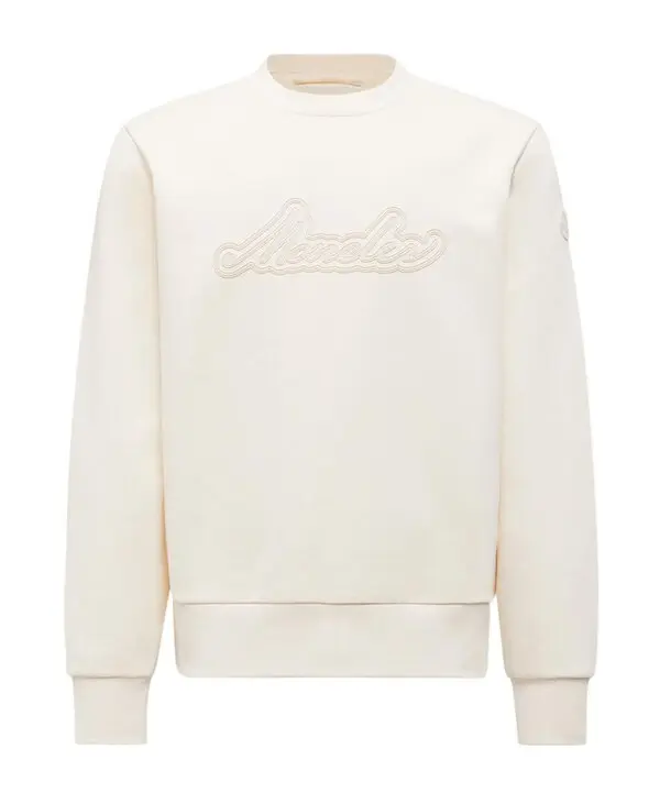Moncler Cursive Logo Cotton Sweatshirt - Cream