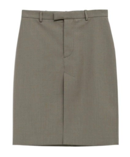 Gucci Belted A-line Skirt With Front Slit - Green