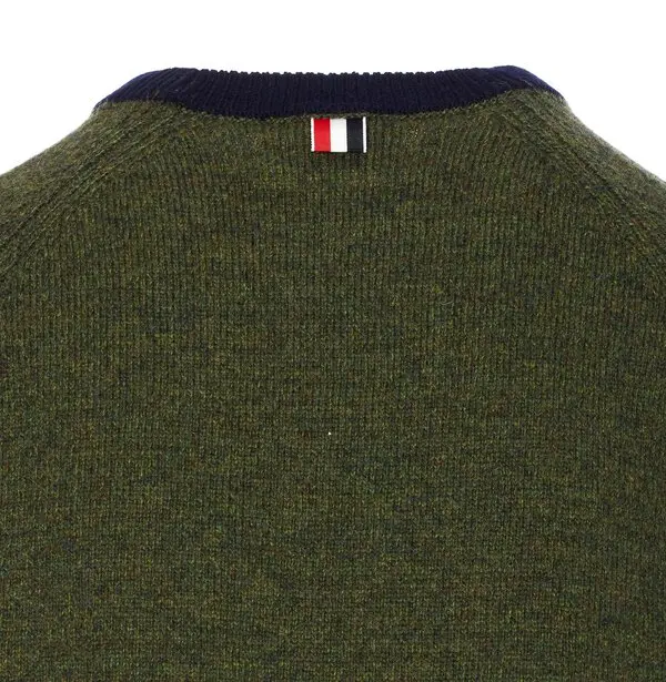 Thom Browne 4-bar Stripe Shetland Wool Sweater - Green