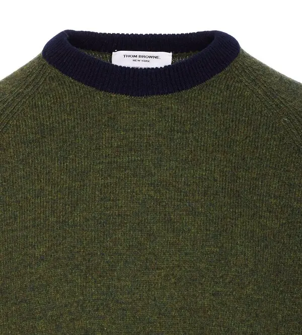 Thom Browne 4-bar Stripe Shetland Wool Sweater - Green