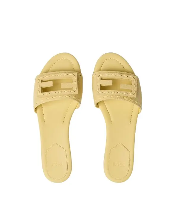 Fendi Ff Logo Slide Sandals - Nude