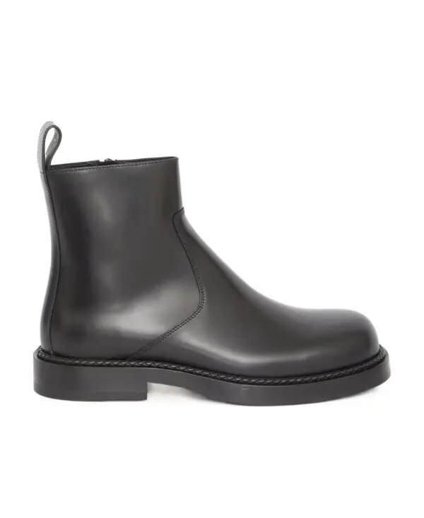 Bottega Veneta Leather Zip Up Ankle Boots - Black