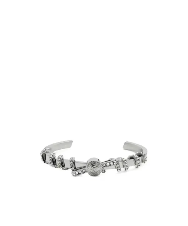Versace Embellished Medusa Cuff Bracelet - Silver
