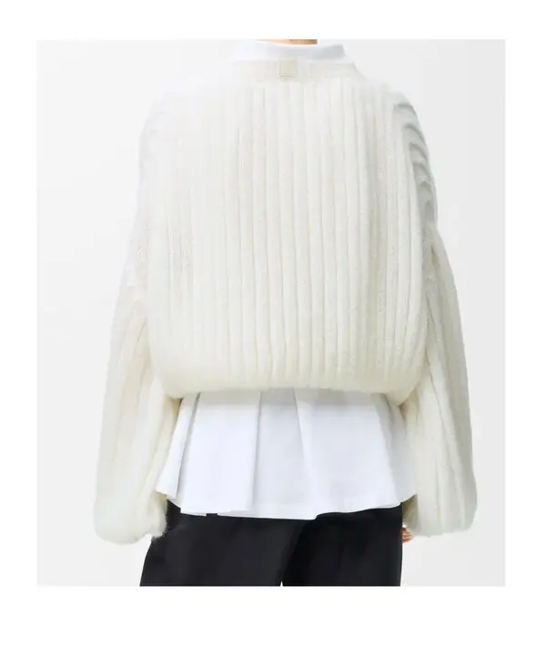 Loewe Balloon-sleeved Knitted Jumper - White