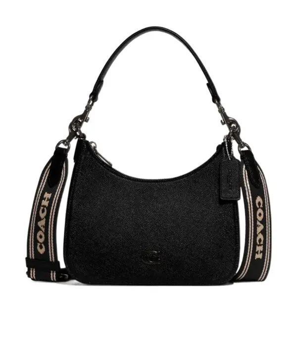 COACH Hobo Logo Plaque Crossbody Bag - Black