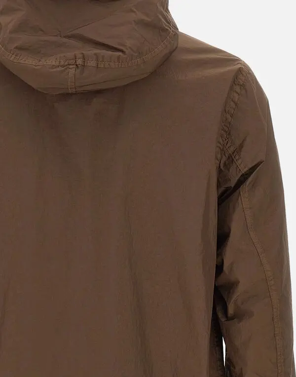 Stone Island Logo Patch Hooded Jacket - Brown