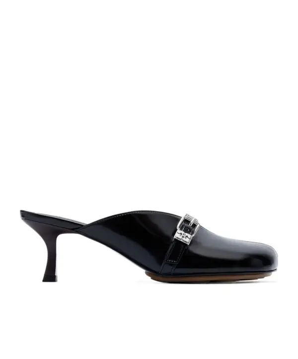 GANNI Sue Heeled Mules In Oleatex - Black