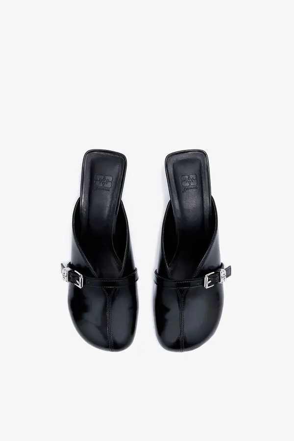 GANNI Sue Heeled Mules In Oleatex - Black