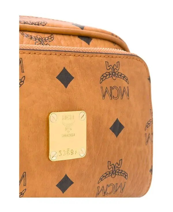 Mcm Visetos Logo Plaque Crossbody Bag - Brown
