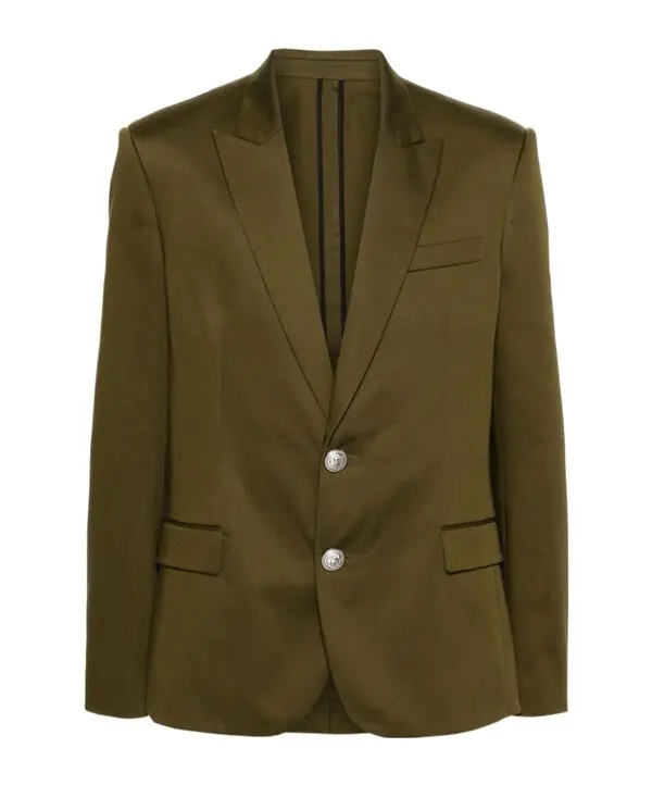 Balmain Cotton Single-breasted Blazer - Brown
