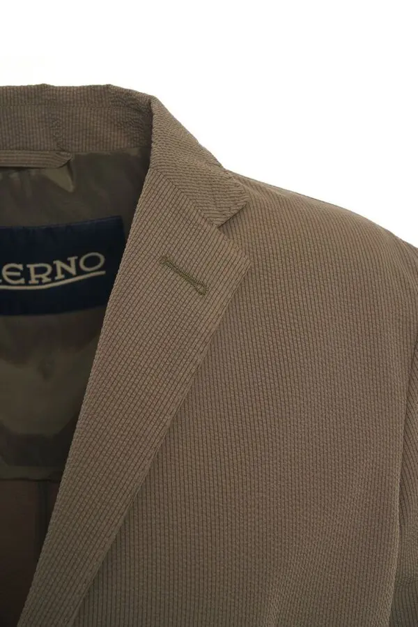 Herno Single-breasted Seersucker Blazer - Brown