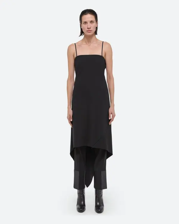 Helmut Lang Square Neck Asymmetric Hem Midi Dress