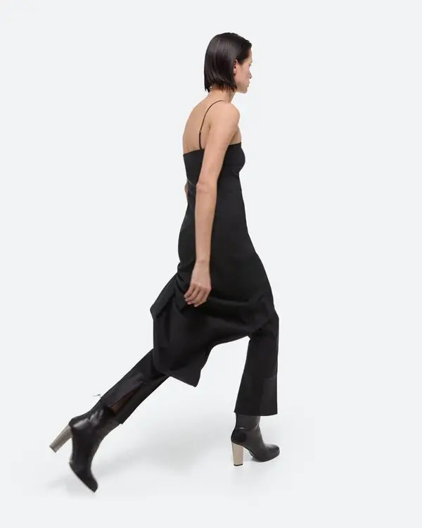 Helmut Lang Square Neck Asymmetric Hem Midi Dress