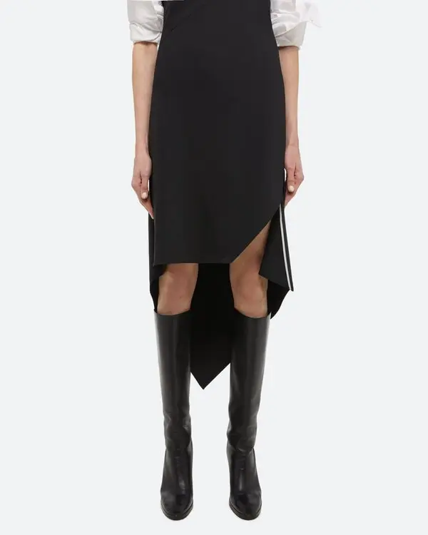 Helmut Lang Square Neck Asymmetric Hem Midi Dress