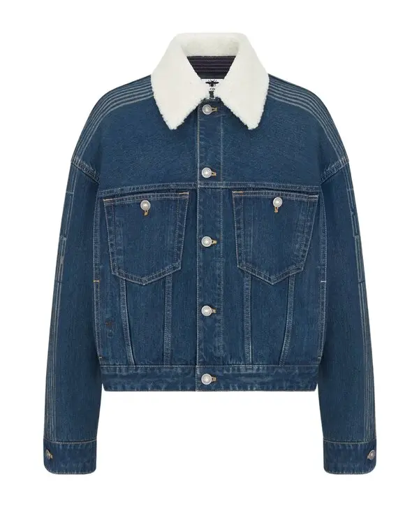 Dior Alps Oversized Denim Jacket With Shearling Collar