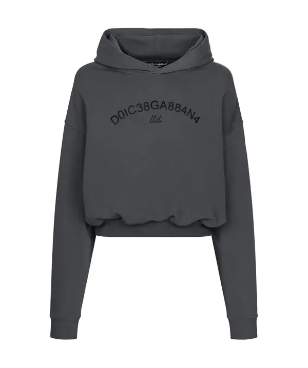 Dolce & Gabbana Cropped Logo Hoodie - Black