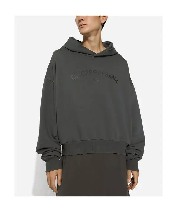 Dolce & Gabbana Cropped Logo Hoodie - Black