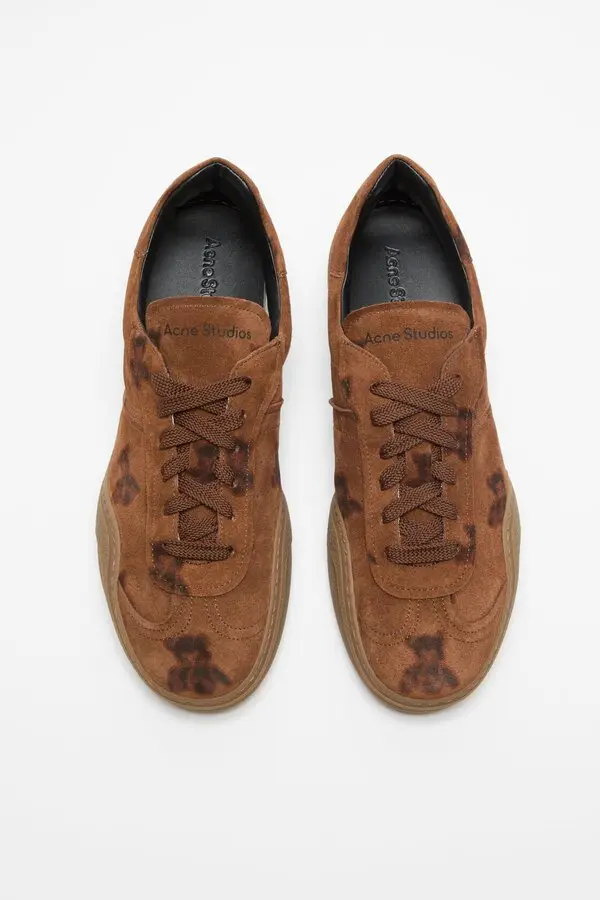 Acne Studios Calfskin Leather Lace-up Sneakers With Teddy Bear Print