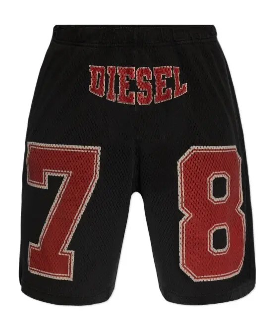DIESEL® Logo Print Track Shorts - Black