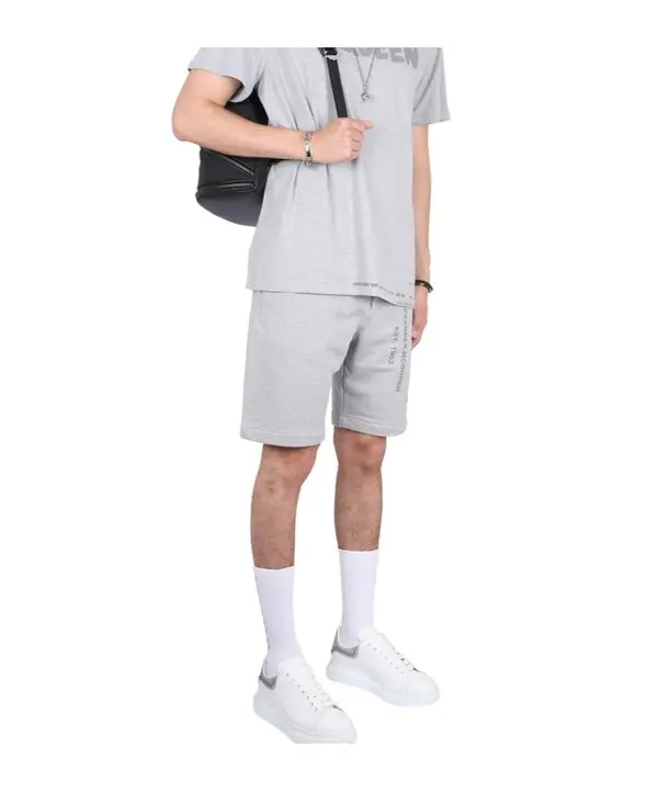 Alexander McQueen Bermuda Shorts With Graffiti Logo Print - Grey