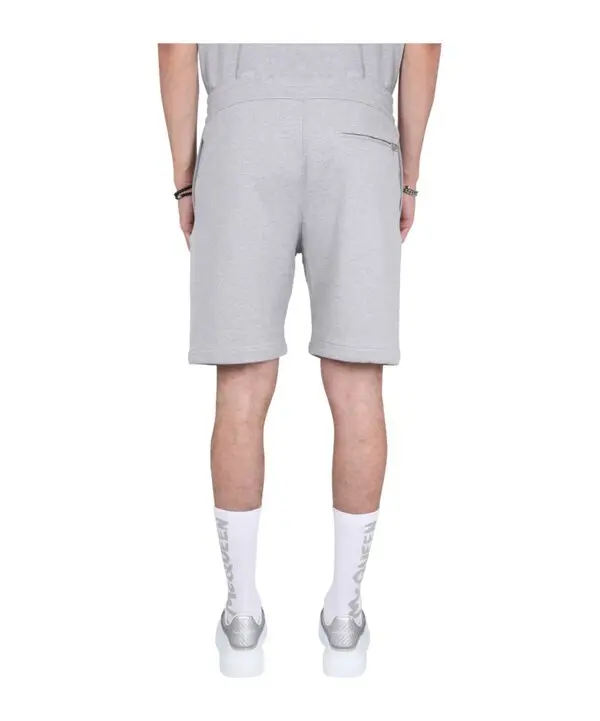Alexander McQueen Bermuda Shorts With Graffiti Logo Print - Grey