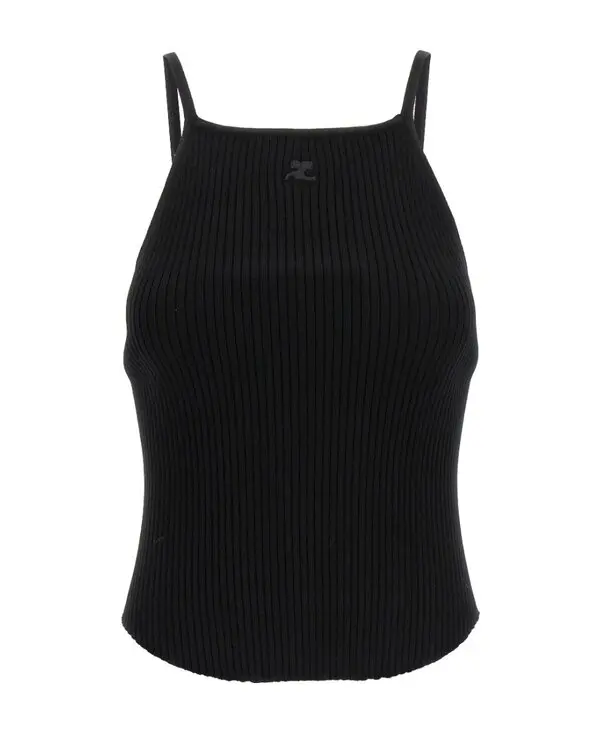COURREGES Cut-out Sleeveless Tank Top - Black