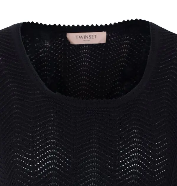 TWINSET Openwork Knit Ruffled Top