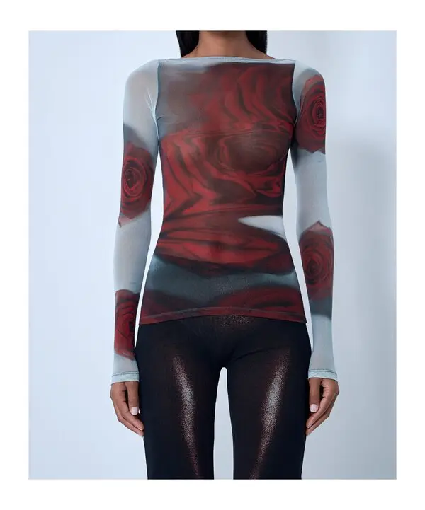 JEAN PAUL GAULTIER Printed Long Sleeve Top - Black
