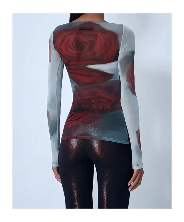 JEAN PAUL GAULTIER Printed Long Sleeve Top - Black