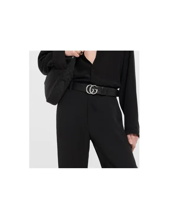 Gucci Marmont Double G Buckle Belt - Black