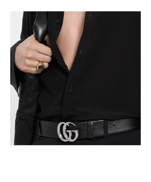 Gucci Marmont Double G Buckle Belt - Black