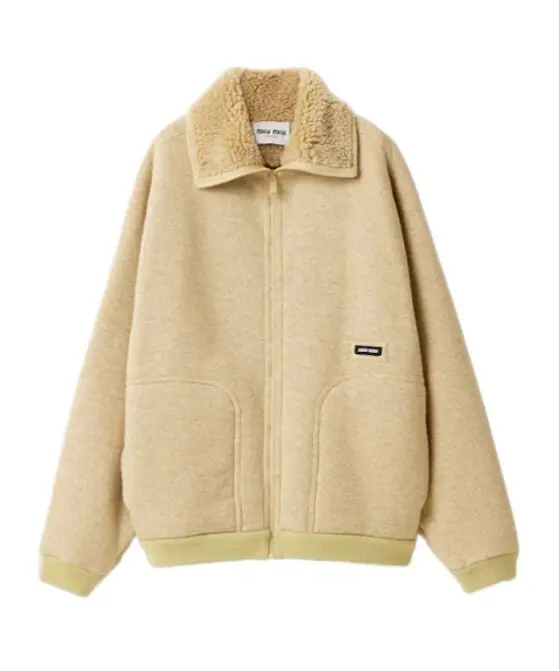 Miu Miu Oversized Bomber Knitted Jacket - Brown