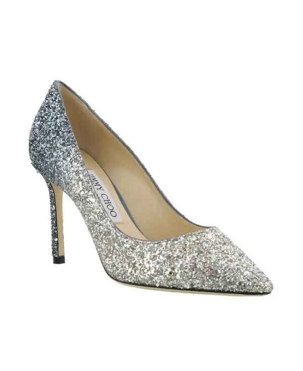 JIMMY CHOO Romy 85 Glitter Gradient Pointed Stiletto Heels