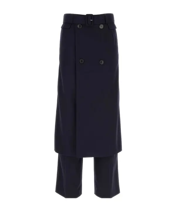 Dries Van Noten Navy Blue Stitched Casual Pants
