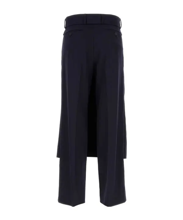 Dries Van Noten Navy Blue Stitched Casual Pants