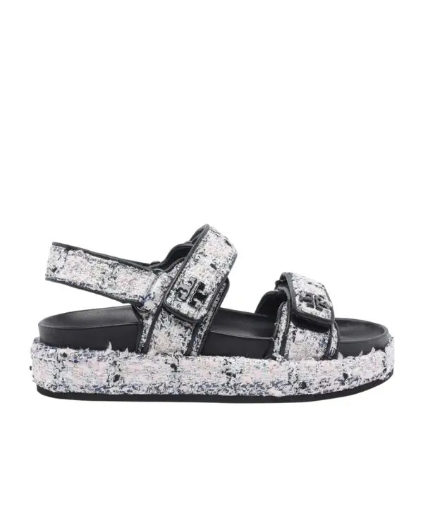 Tory Burch Logo Detailed Open Toe Sandals - Black