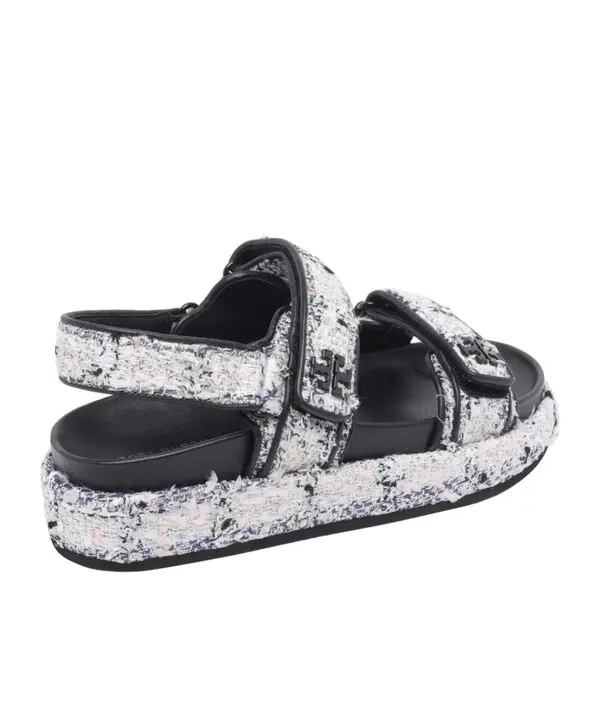 Tory Burch Logo Detailed Open Toe Sandals - Black