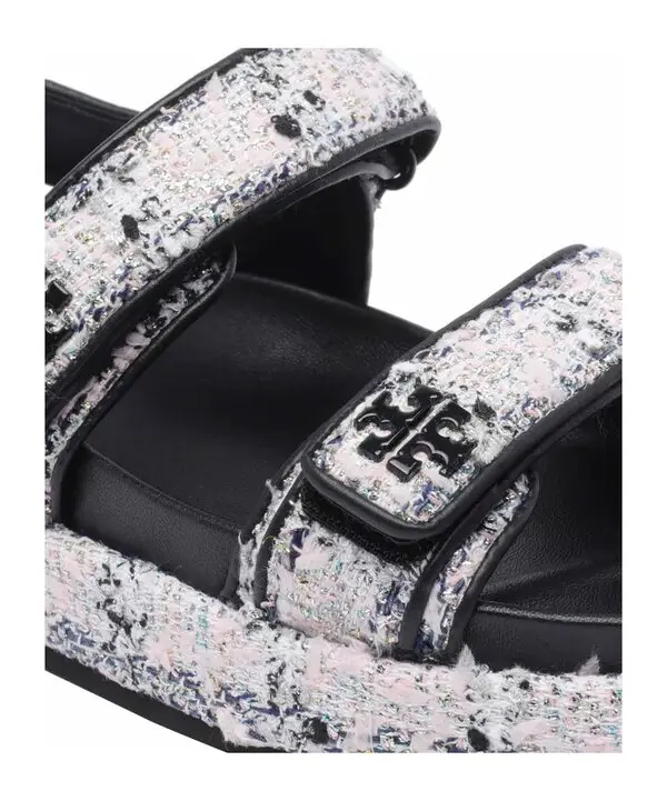 Tory Burch Logo Detailed Open Toe Sandals - Black