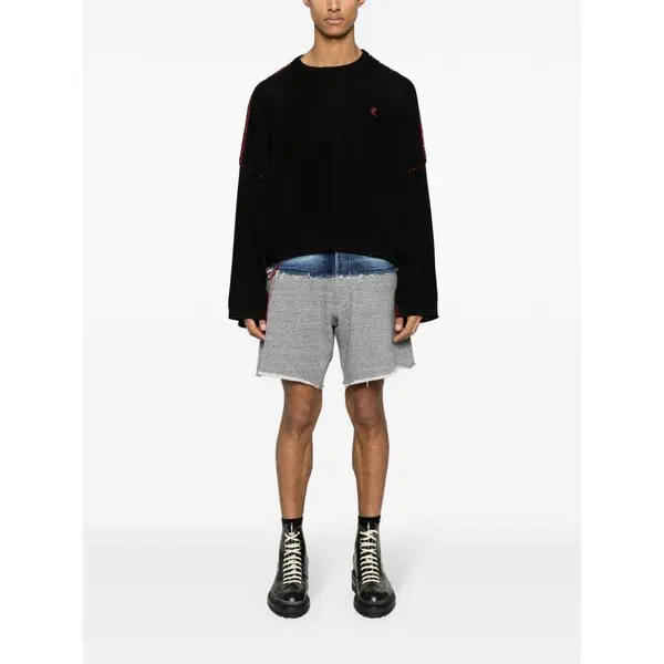 Dsquared2 Distressed Denim And Sweatshort Combo Shorts