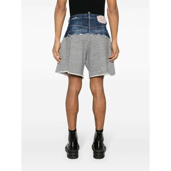 Dsquared2 Distressed Denim And Sweatshort Combo Shorts