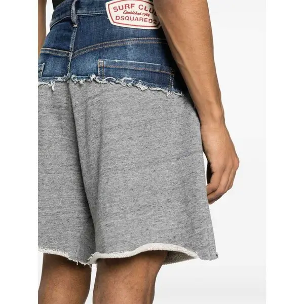 Dsquared2 Distressed Denim And Sweatshort Combo Shorts