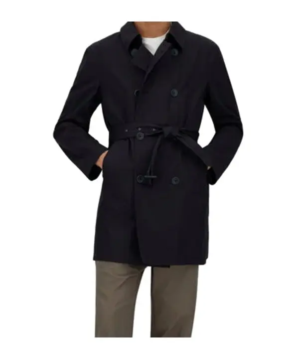 Herno Double-breasted Belted Trench Coat - Black